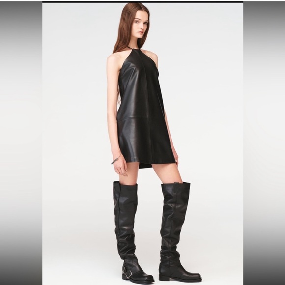 Zara | Dresses | Steven Meisel Zara Collection0 Leather Halter Dress ...